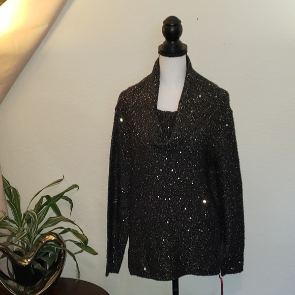 Ruby Rd. | Sweaters | Ruby Rd Knitting Pretty Black Gold Sweater | Poshmark